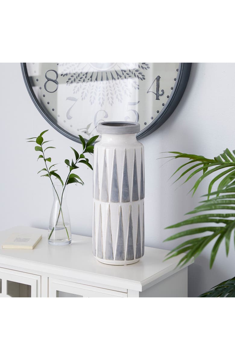 Novogratz White Ceramic Vase with Triangle Patterns | Nordstromrack