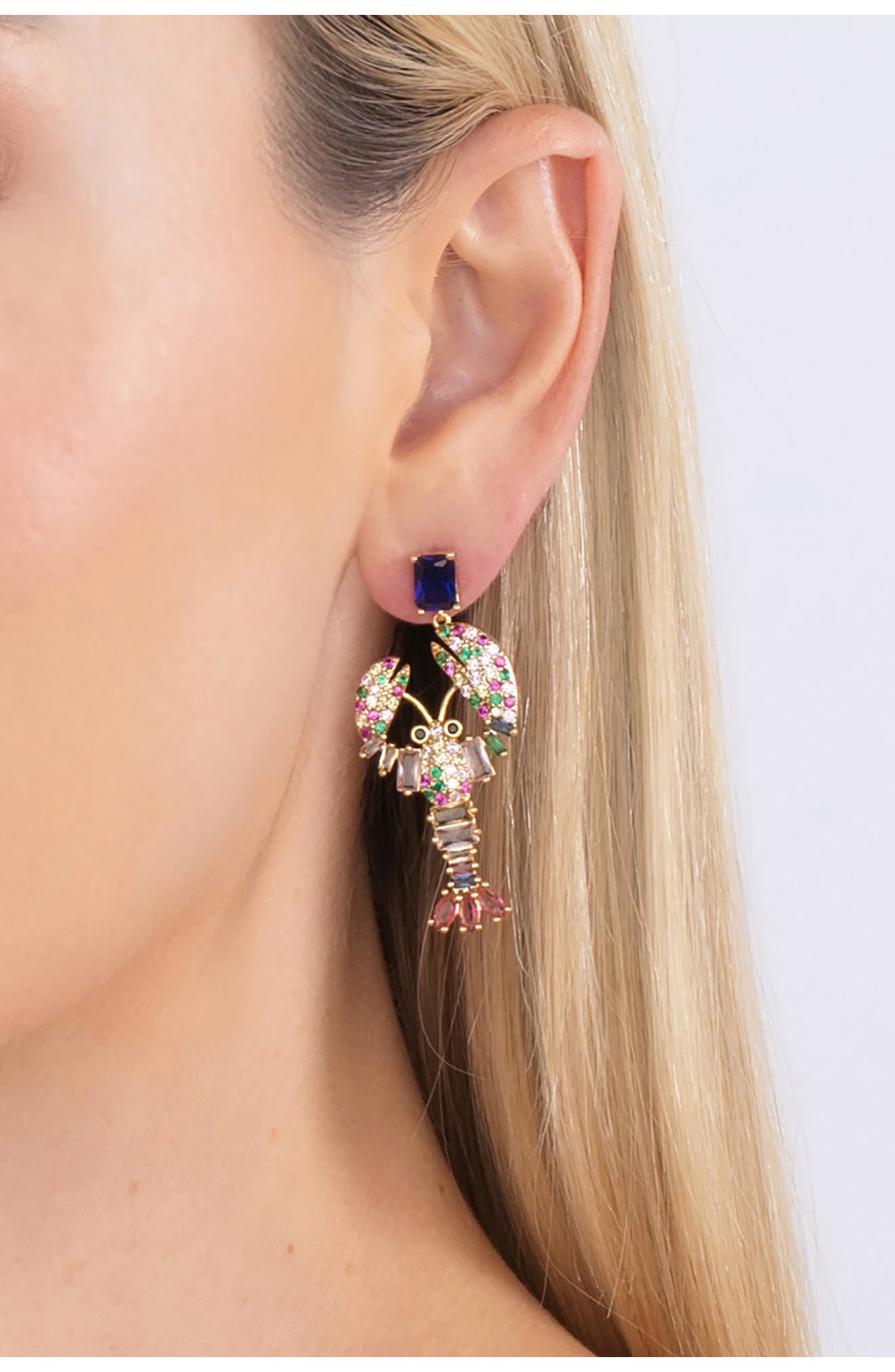 EYE CANDY LOS ANGELES 18K Gold Plated Cubic Zirconia Lobster Drop ...