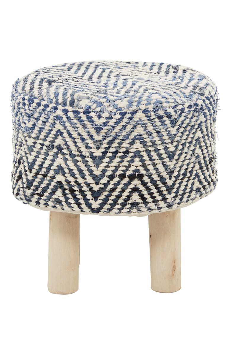 GINGER BIRCH STUDIO Blue Chevron Stool with Wood Legs | Nordstromrack