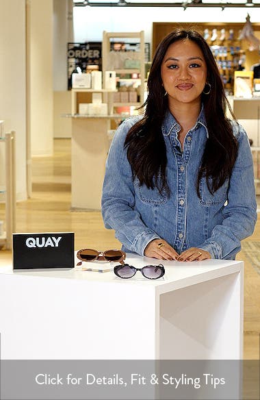 QUAY Felt Cute 52mm Gradient Small Oval Sunglasses | Nordstrom