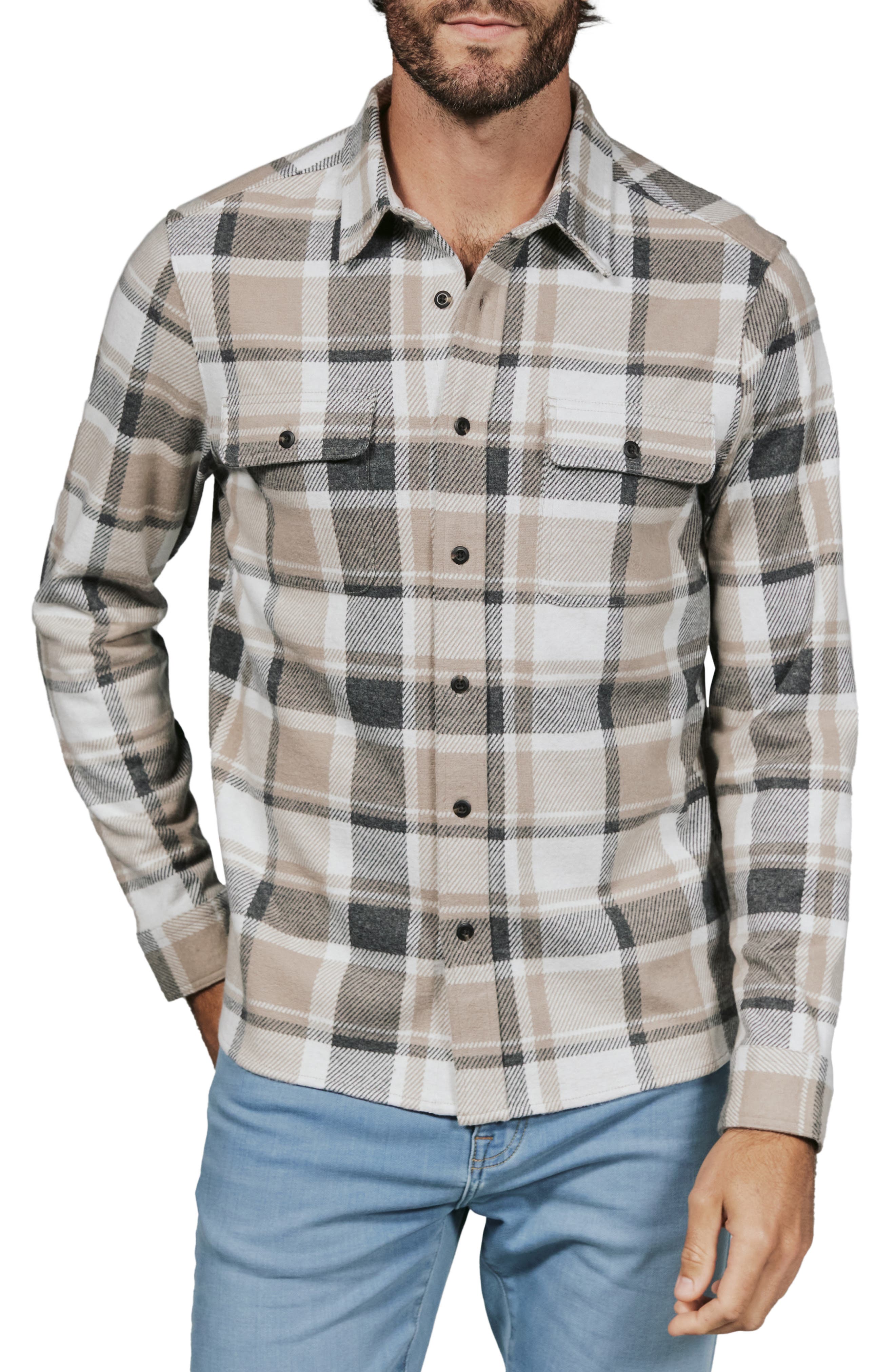 7 Diamonds Generation Plaid Stretch Flannel Button-Up Overshirt | Nordstrom