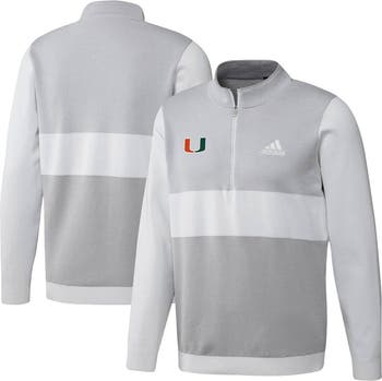 adidas Men's adidas Gray Miami Hurricanes Knit Quarter-Zip Jacket ...