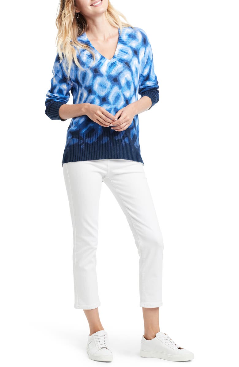 NIC+ZOE Shibori Cotton Blend V-Neck Sweater | Nordstromrack