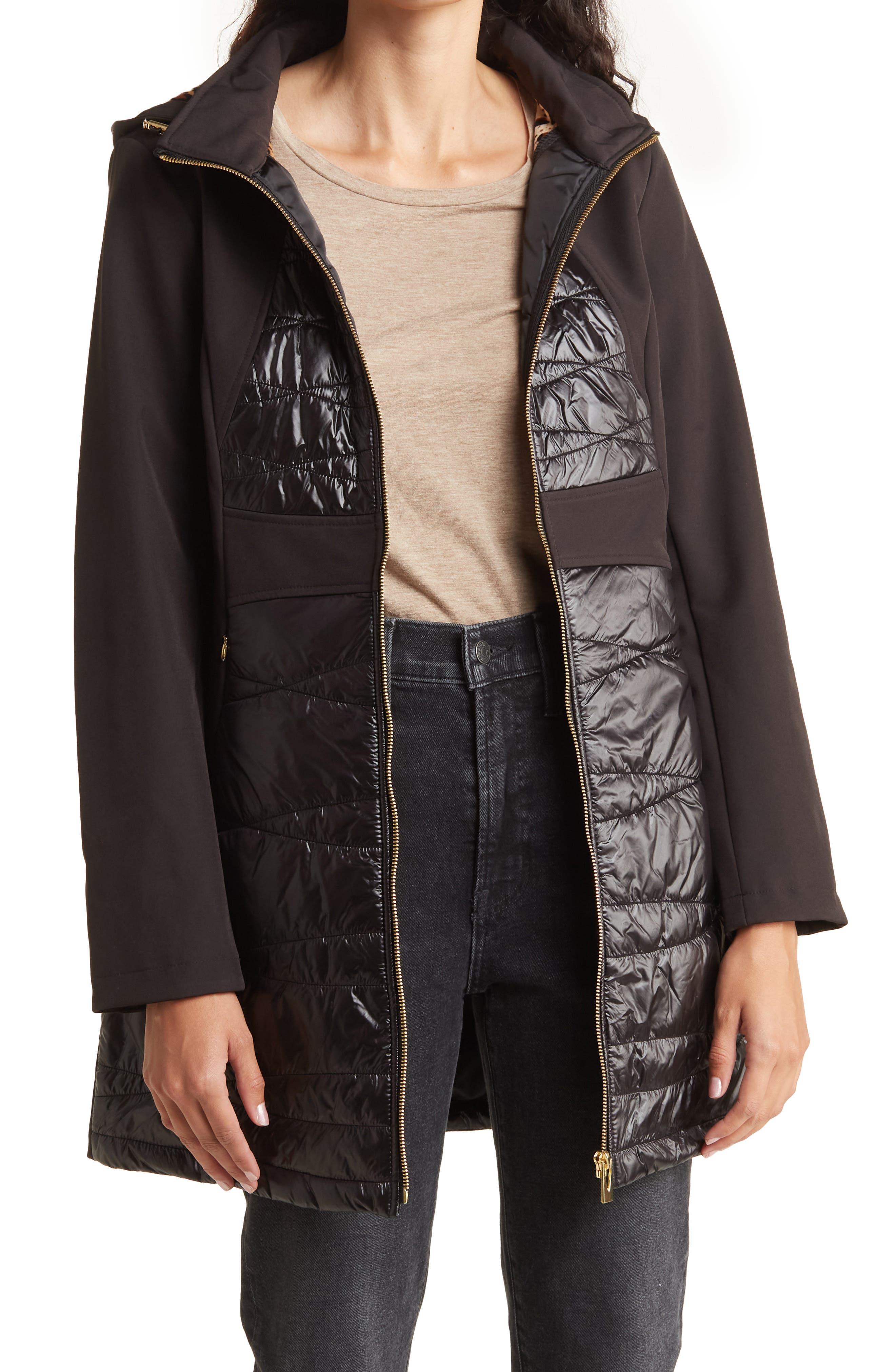 Via Spiga Elliptical Quilted Hooded Softshell Jacket | Nordstrom
