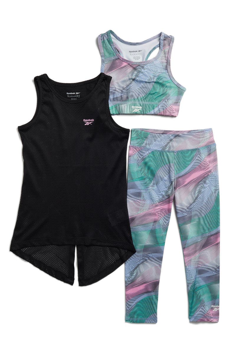 Reebok Kids' Mesh Tank, Sports Bra & Leggings Set | Nordstromrack