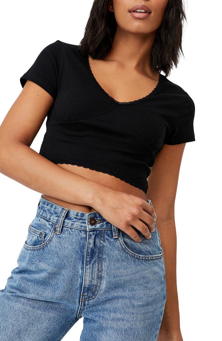 Cotton On Keating Lace Trim Crop Top | Nordstromrack
