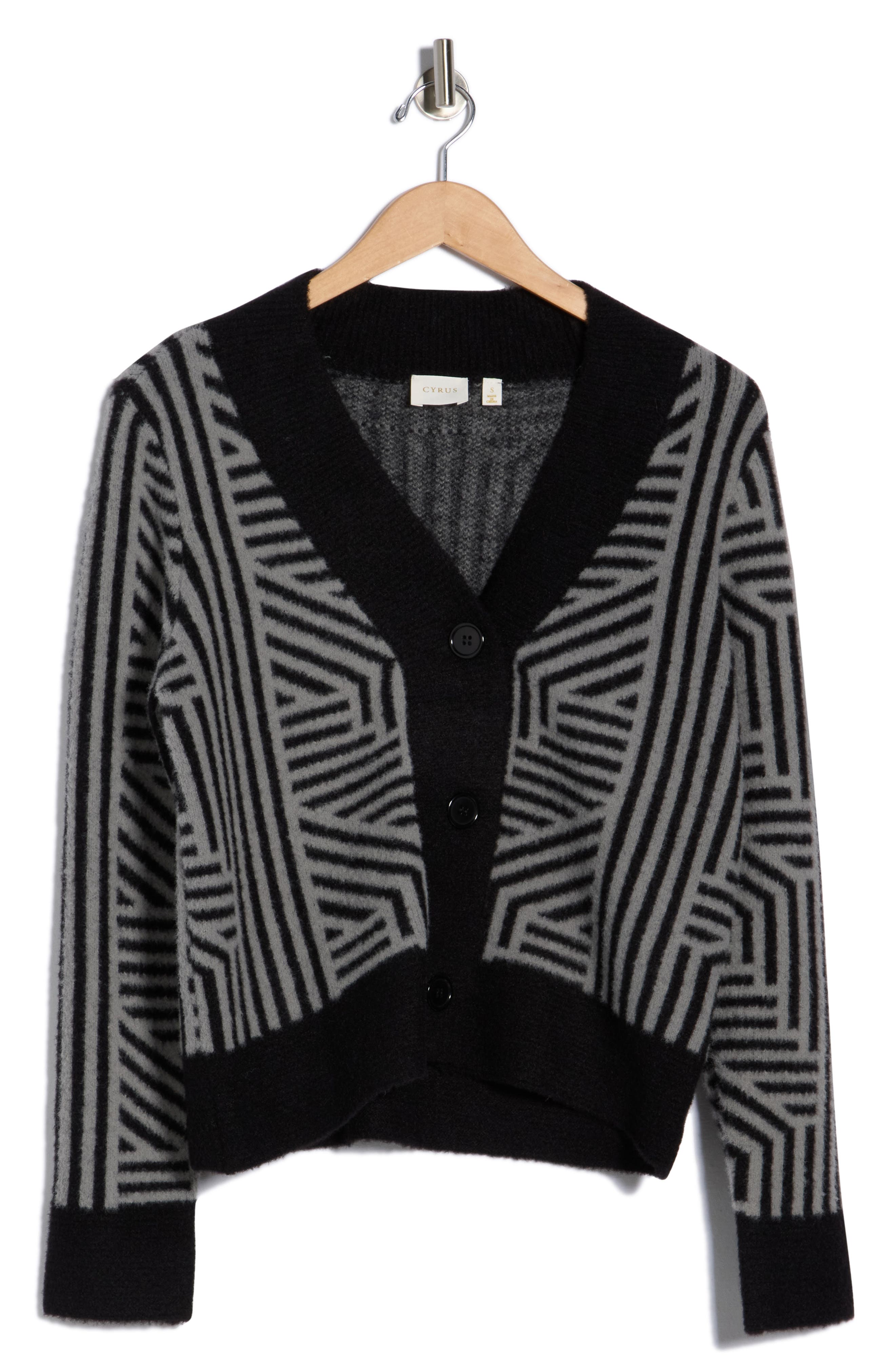 CYRUS Geometric Button Front Crop Cardigan | Nordstromrack