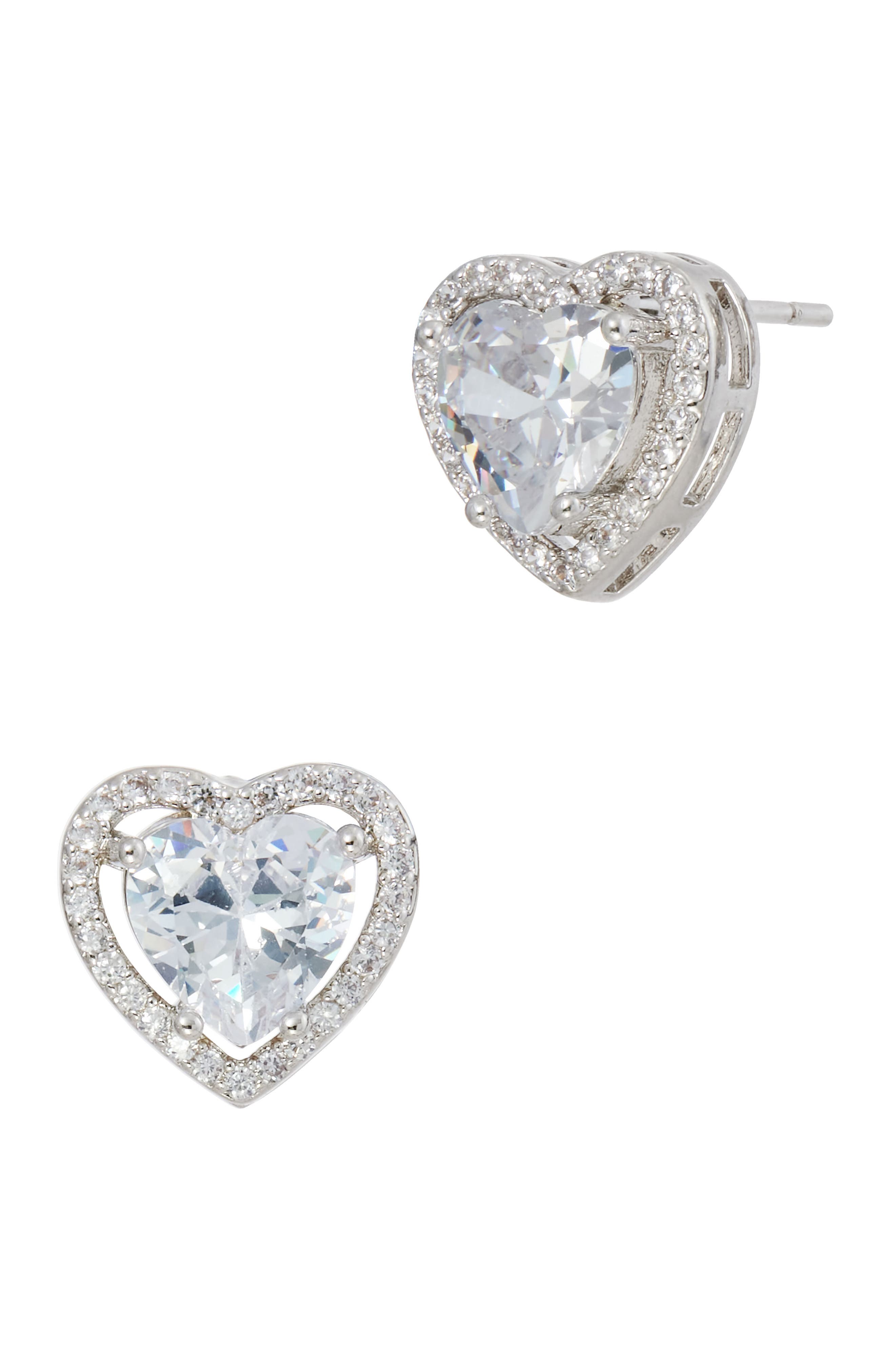 SAVVY CIE JEWELS CZ Heart Stud Earrings | Nordstromrack