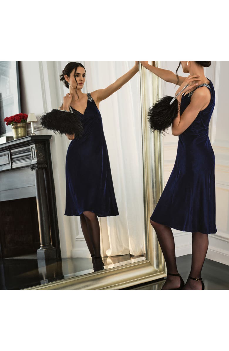 Lauren Ralph Lauren Beaded Strap Velvet Cocktail Fit & Flare Dress ...