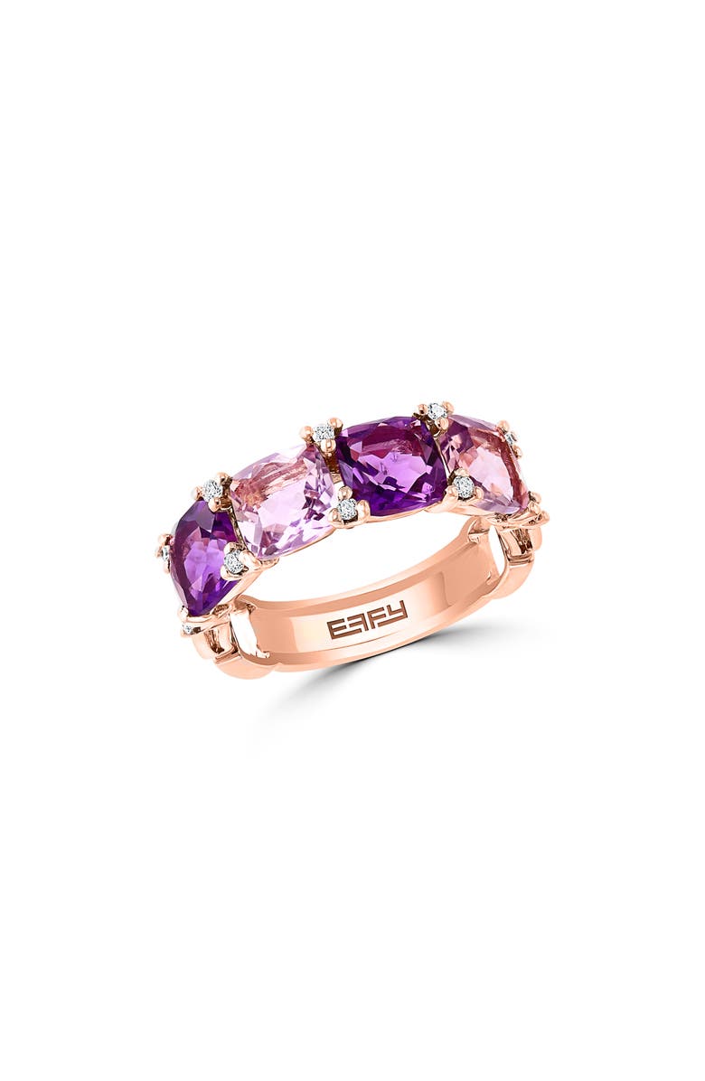 EFFY 14K Rose Gold Diamond & Cushion Cut Amethyst Ring | Nordstromrack