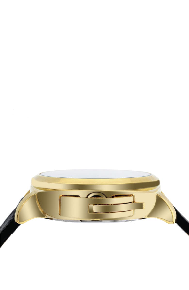 I TOUCH Men's Connected Gold Case Black Leather Strap Hybrid Fitness ...