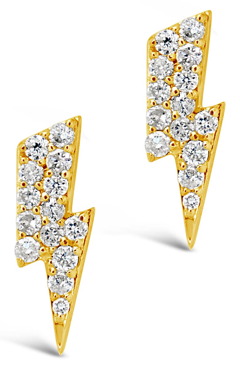 STERLING FOREVER FINE 14K Gold Pave Diamond Lightning Bolt Stud Earrings - 0.02 ctw | Nordstromrack