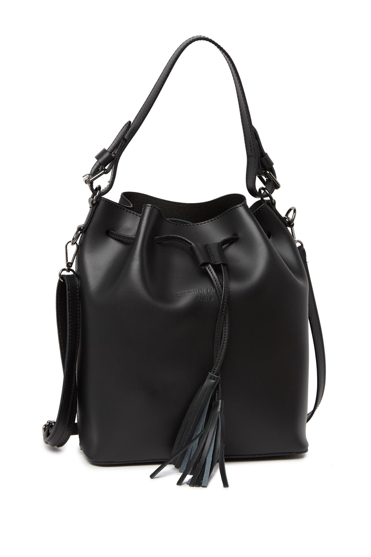 CHRISTIAN LAURIER Birgit Tassle Drawstring Leather Bucket Bag ...