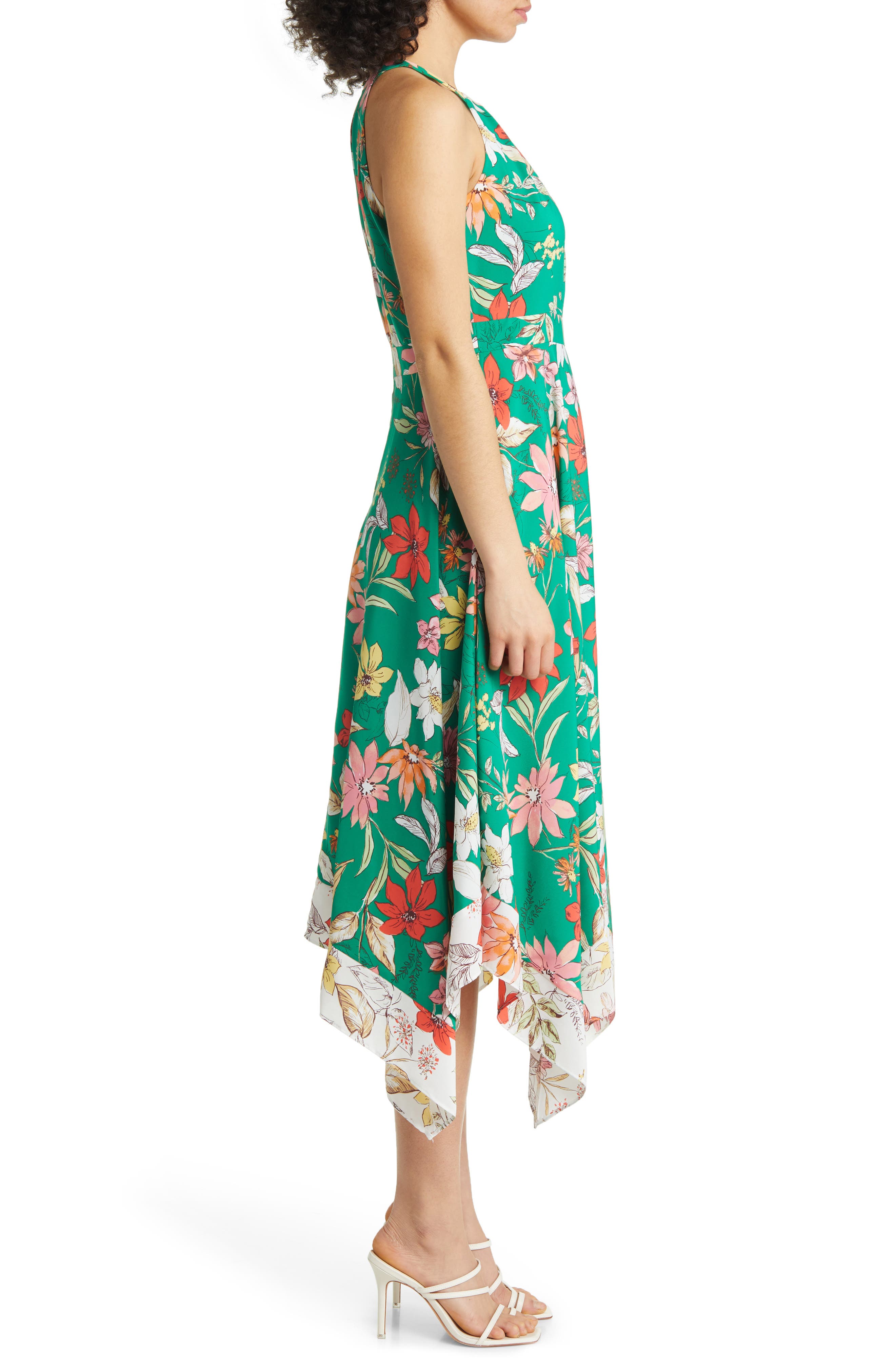 Vince Camuto Floral Handkerchief Hem Midi Sundress | Nordstrom