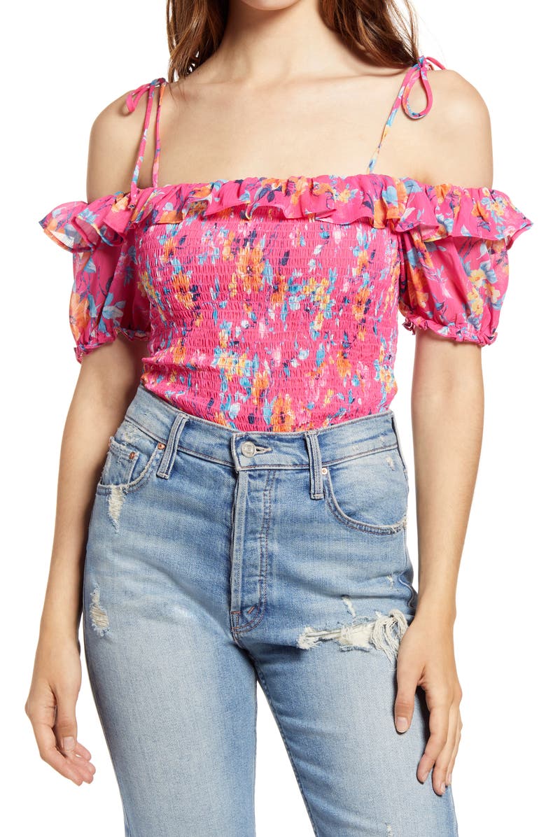 Row A Smocked Tie Shoulder Top | Nordstromrack