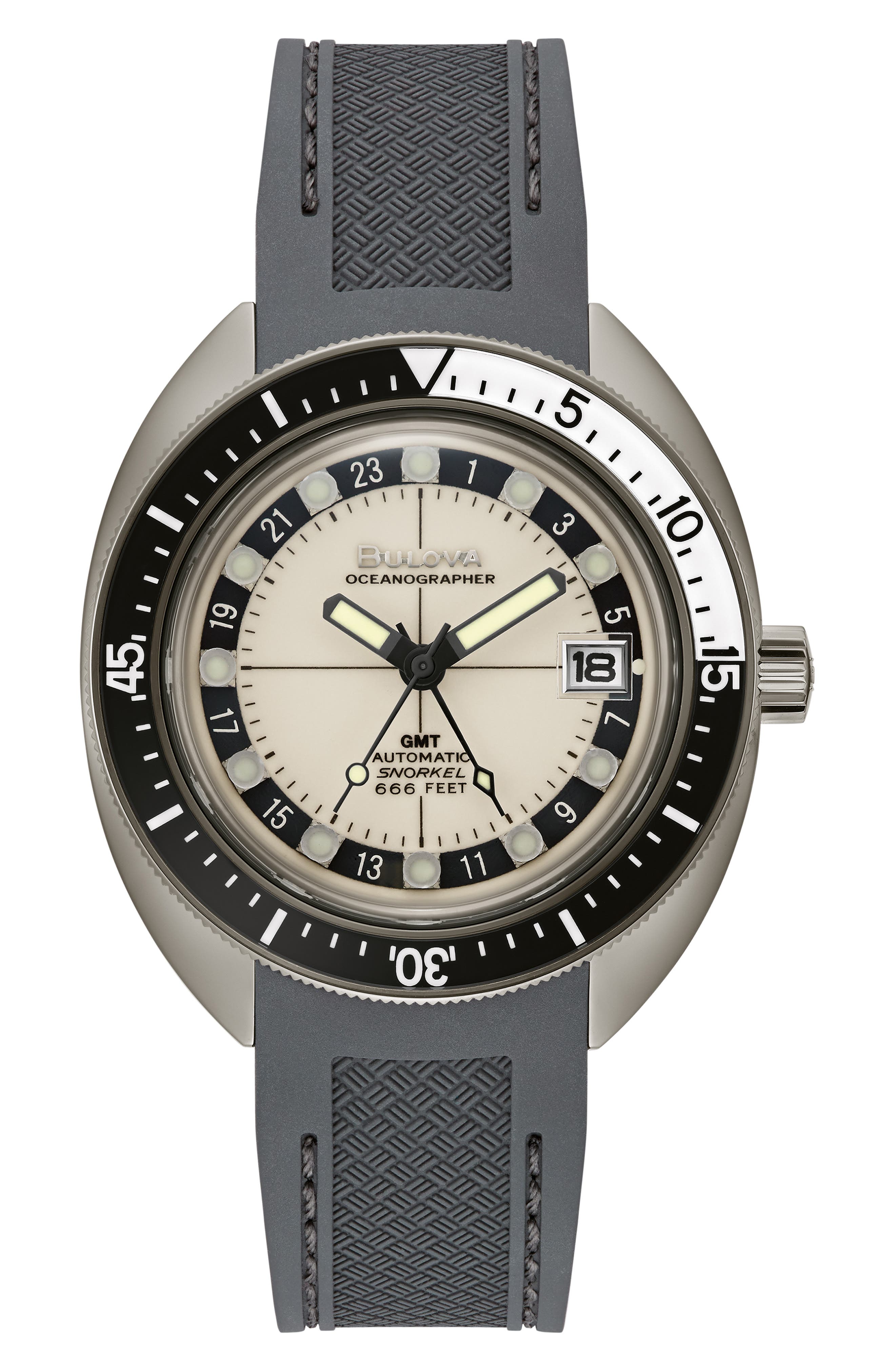 BULOVA Oceanographer Automatic Silicone Strap Watch, 41mm | Nordstrom