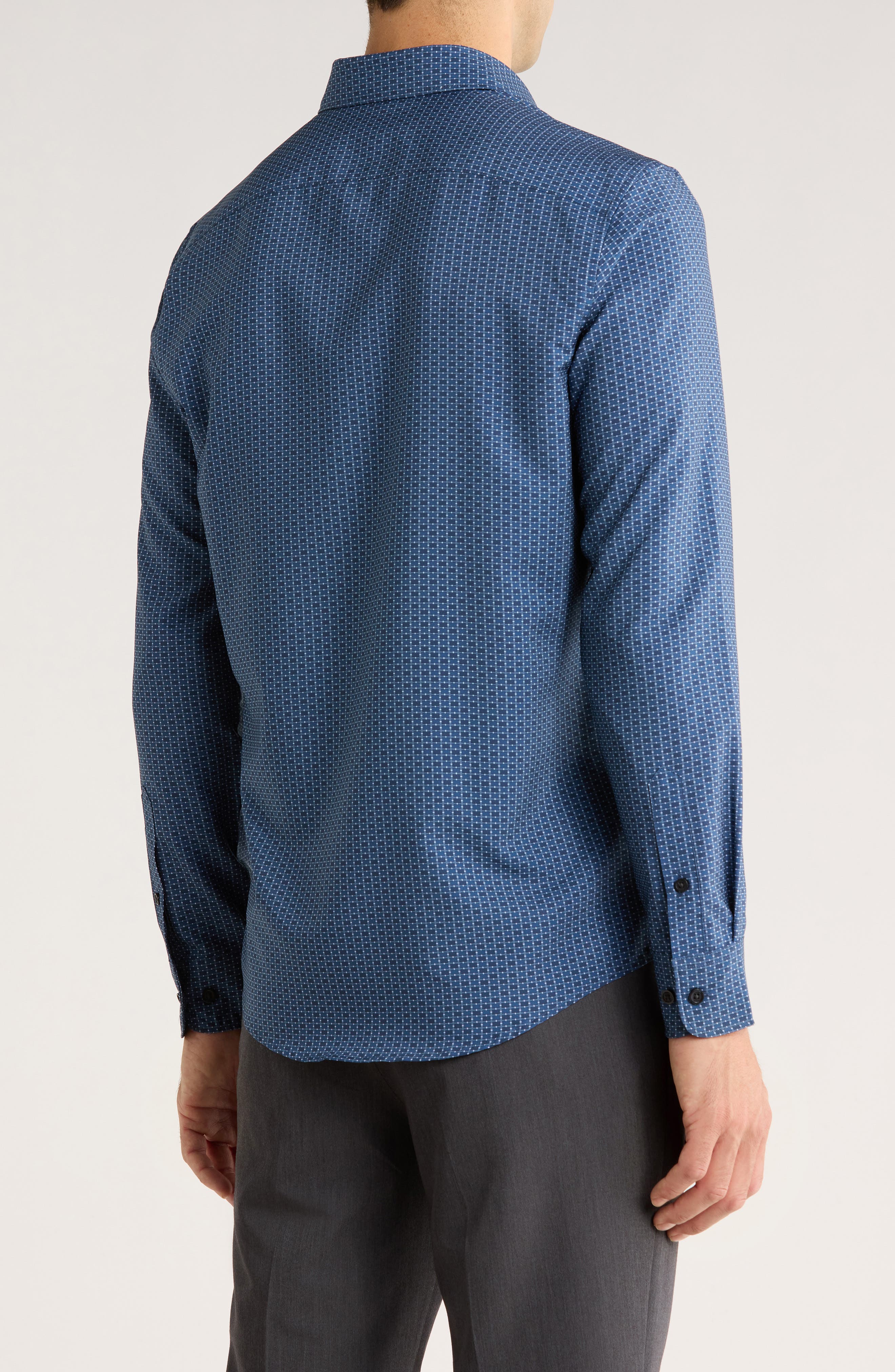 Perry Ellis Slim Fit Geometric Grid Motion Dress Shirt | Nordstromrack