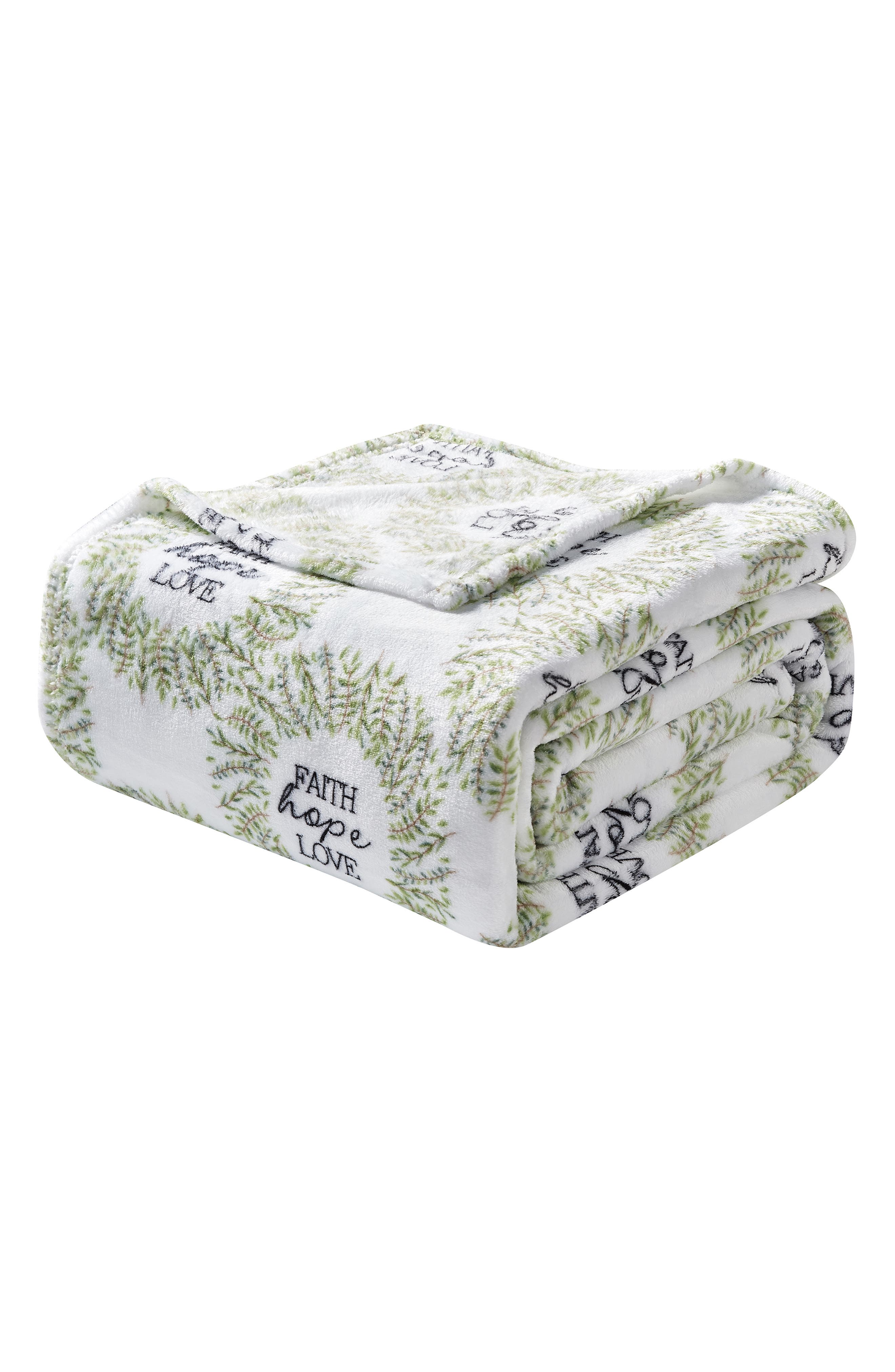 Luxury Home Faith, Hope & Love Reversible Faux Shearling Throw Blanket ...
