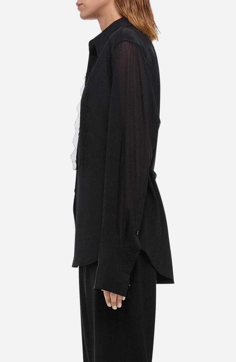 Helmut Lang Mixed Media Lace Button-Up Shirt | Nordstromrack