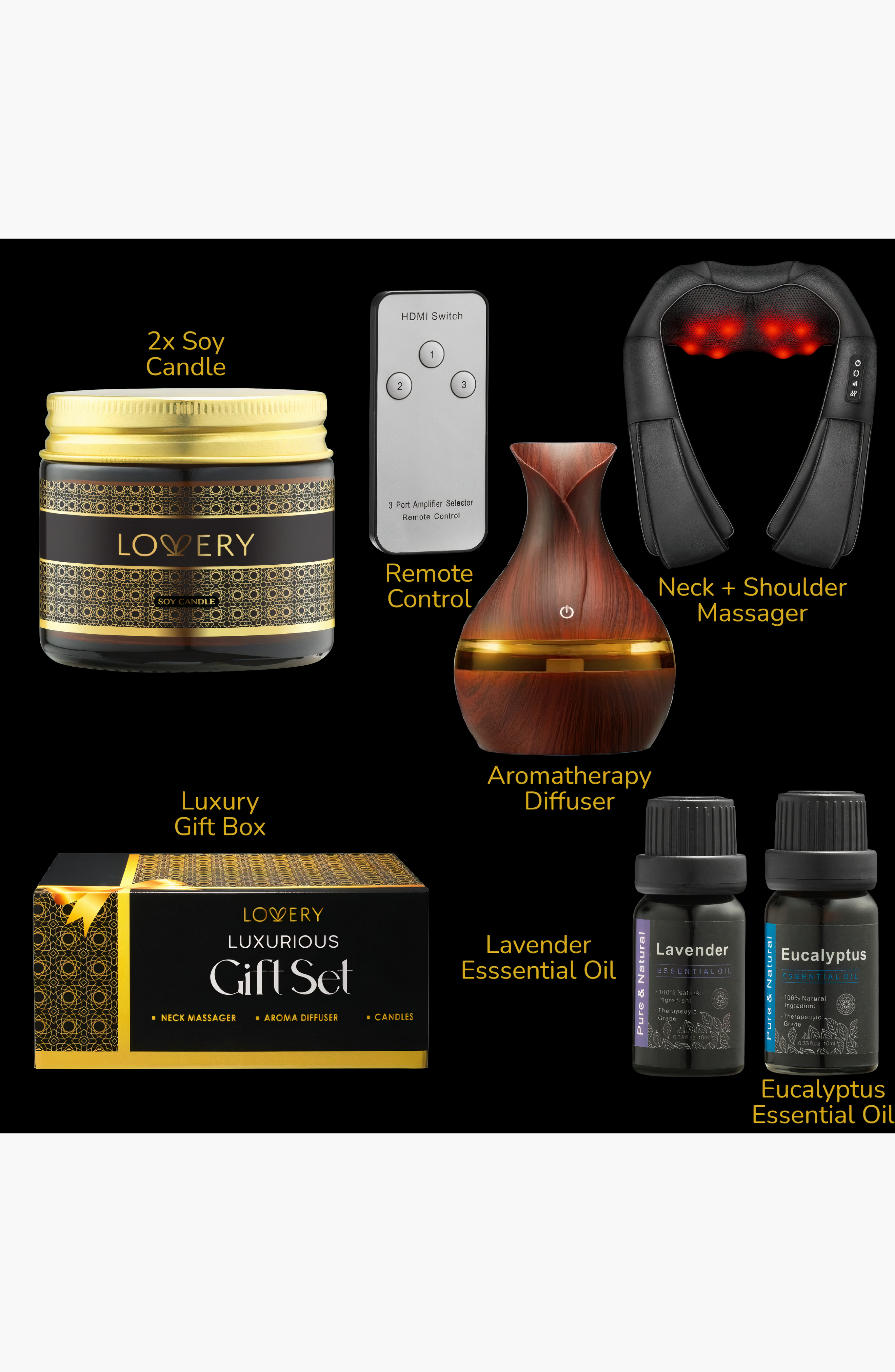 Lovery Ultimate Relaxation Gift Set with Neck Massager, Aroma Diffuser ...