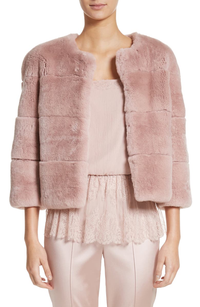 St. John Collection Genuine Rex Rabbit Fur Jacket | Nordstrom