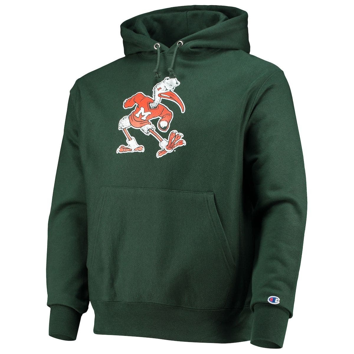 Champion Men's Champion Green Miami Hurricanes Vault Logo Reverse Weave ...
