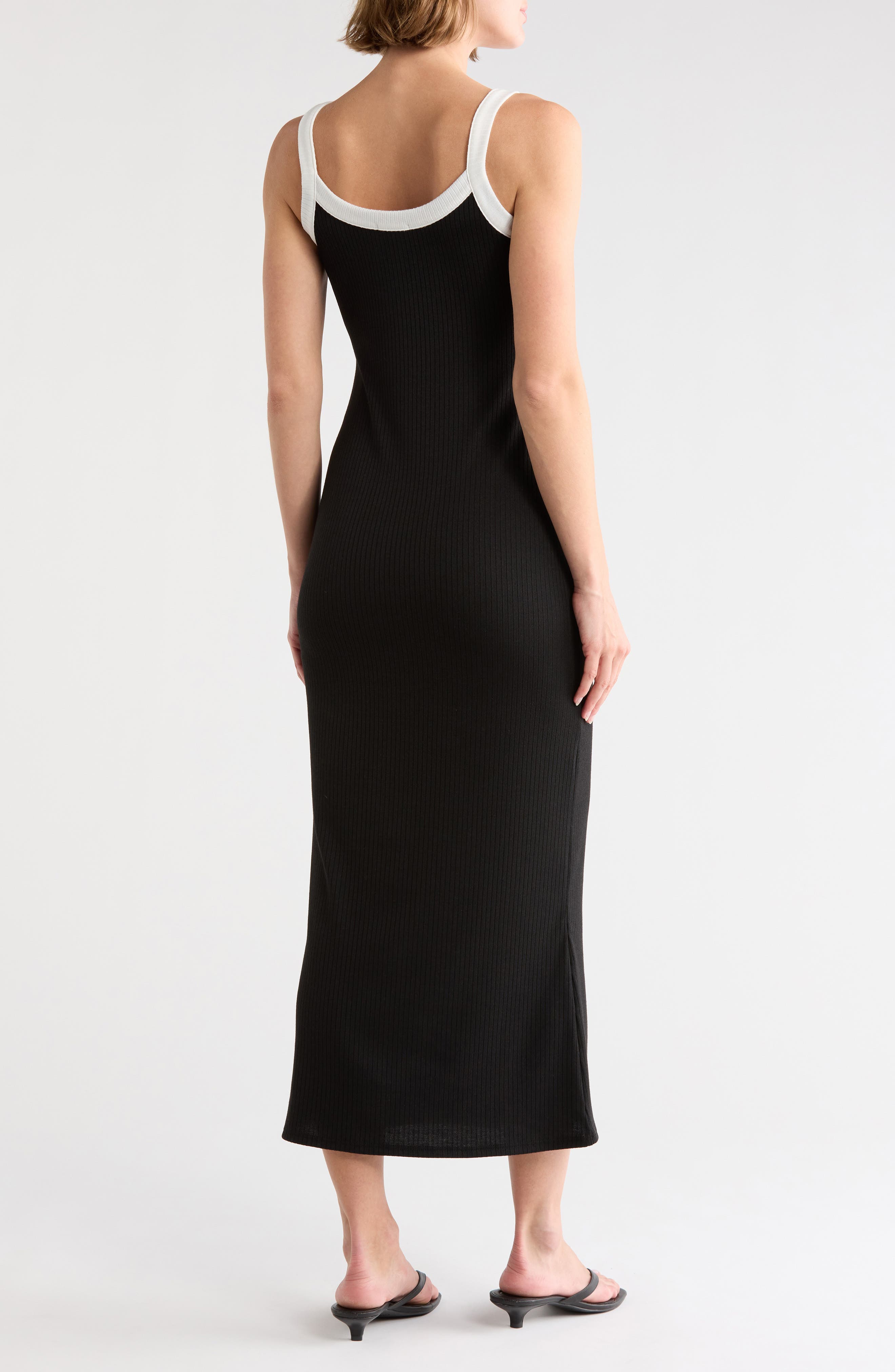 Loveappella Contrast Trim Ribbed Tank Dress (Women) | Nordstromrack