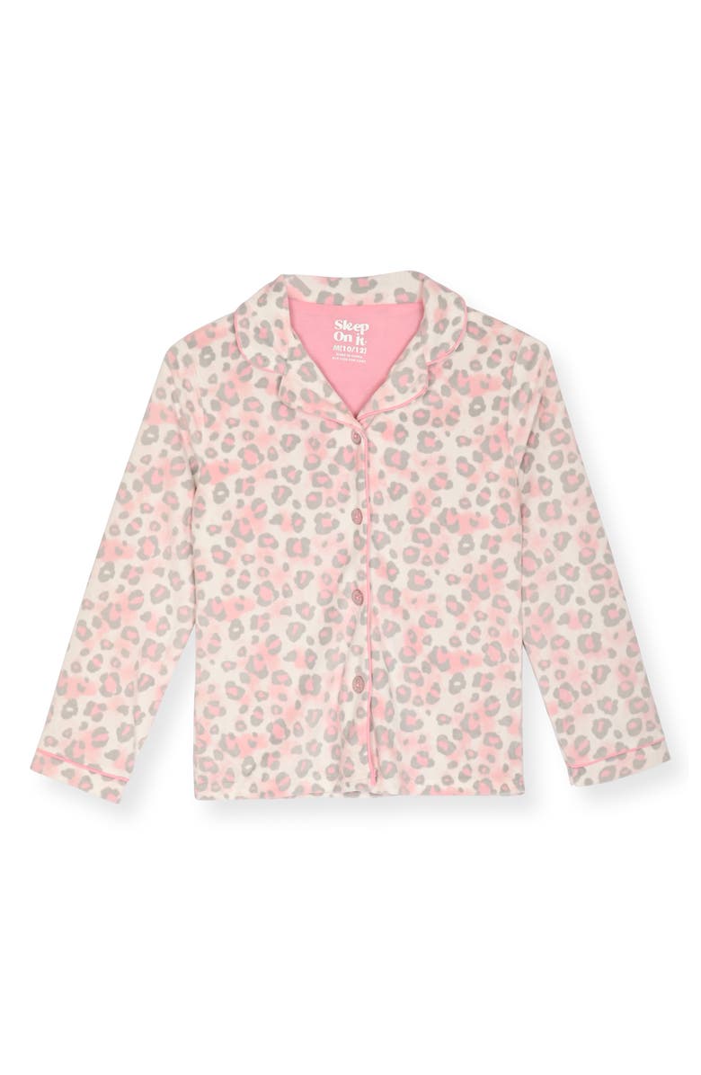 SLEEP ON IT Kids' Leopard Velour Two-Piece Pajamas & Scrunchie Set ...