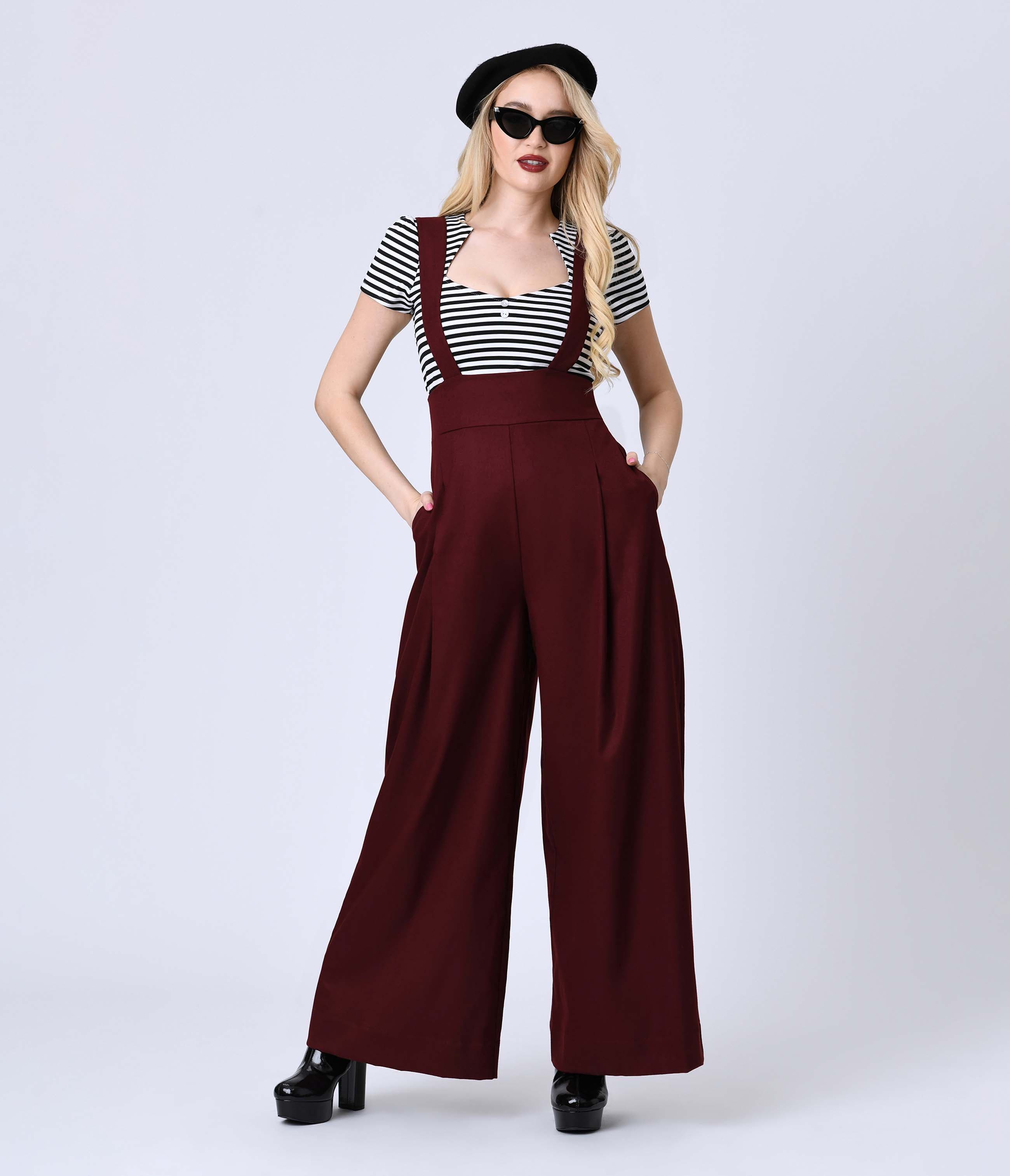 Unique Vintage Wide Leg Rochelle Suspender Pants | Nordstrom