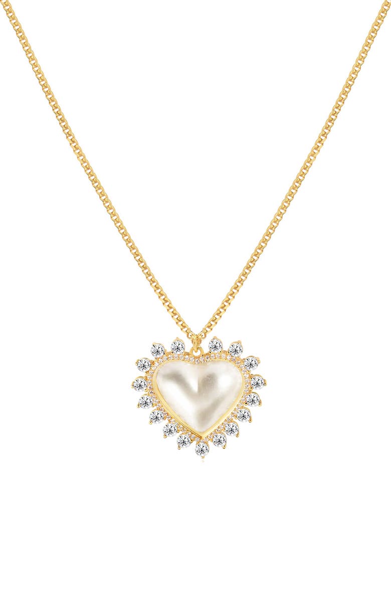GABI RIELLE 14K Gold Plate Sterling Silver Mother-of-Pearl Heart CZ ...