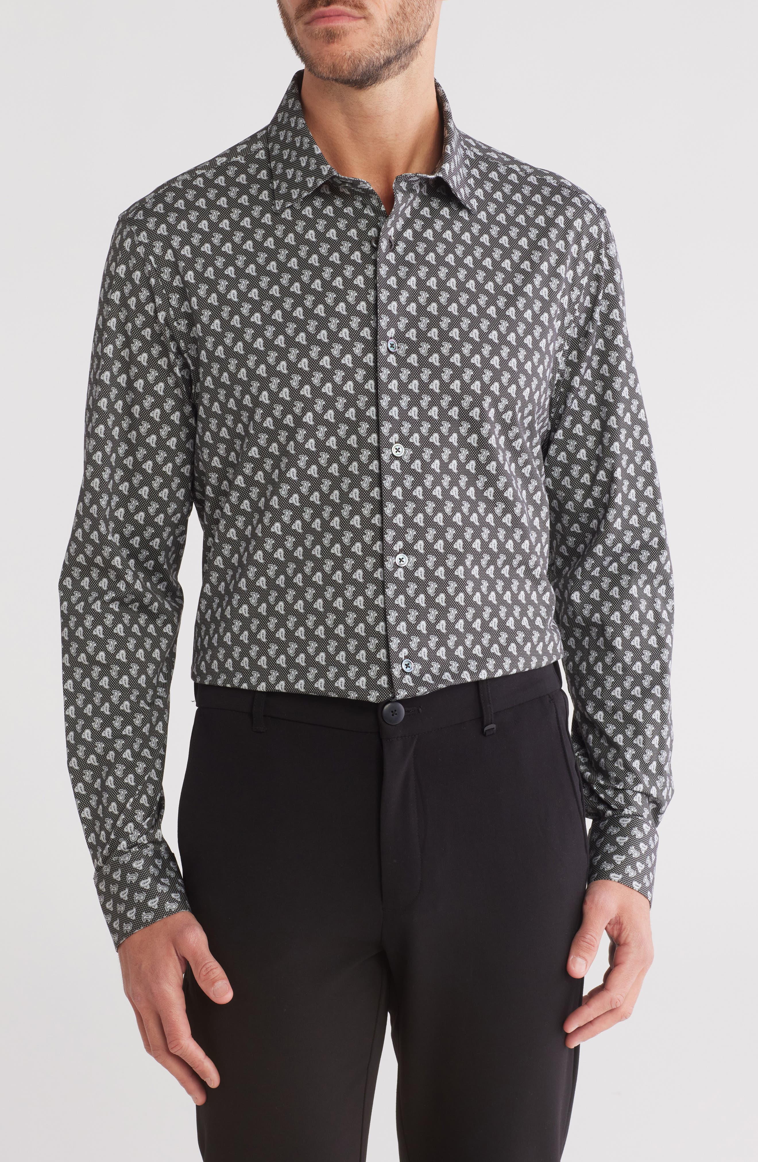 Bugatchi OoohCotton® Paisley Print Button-Up Shirt | Nordstromrack