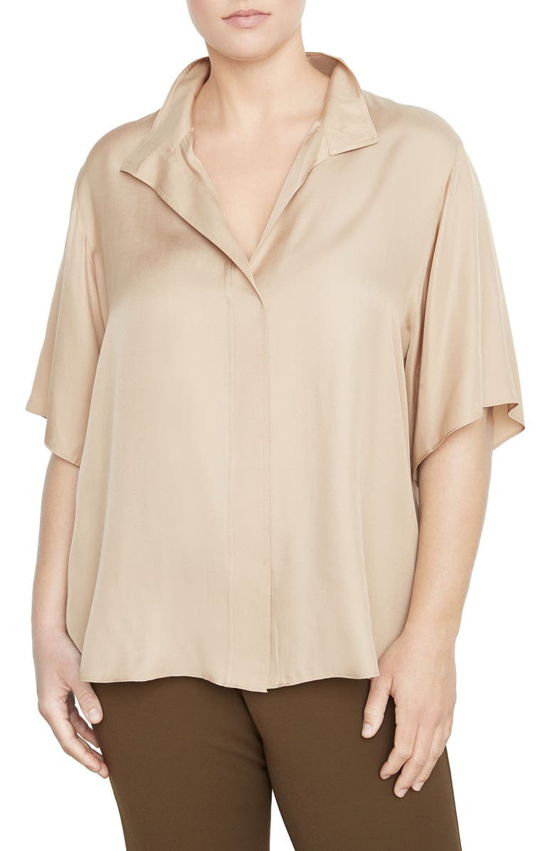 Vince Stand Collar Silk Blend Blouse | Nordstromrack