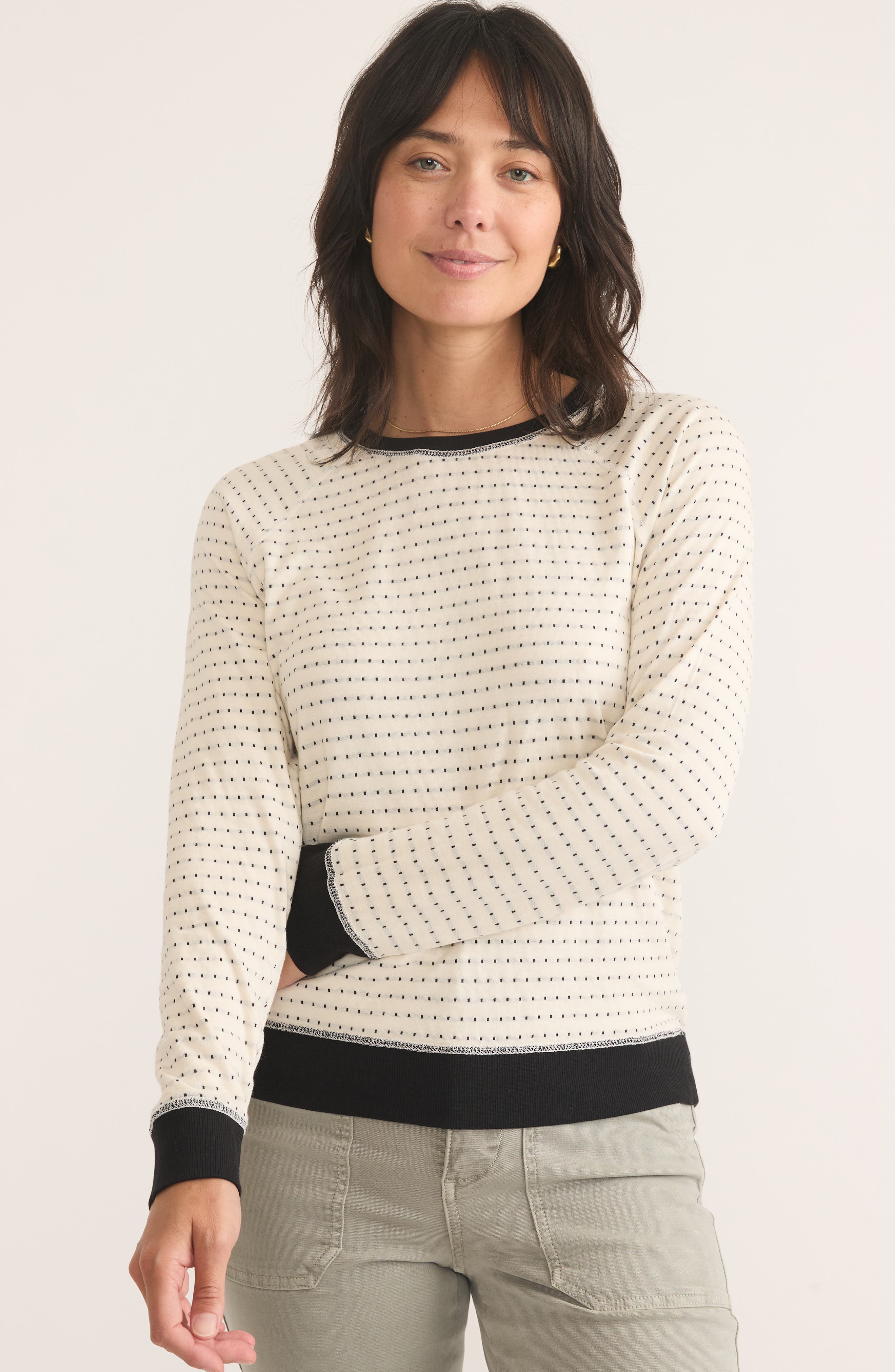 Marine Layer Stripe & Dot Reversible Raglan Pullover | Nordstromrack
