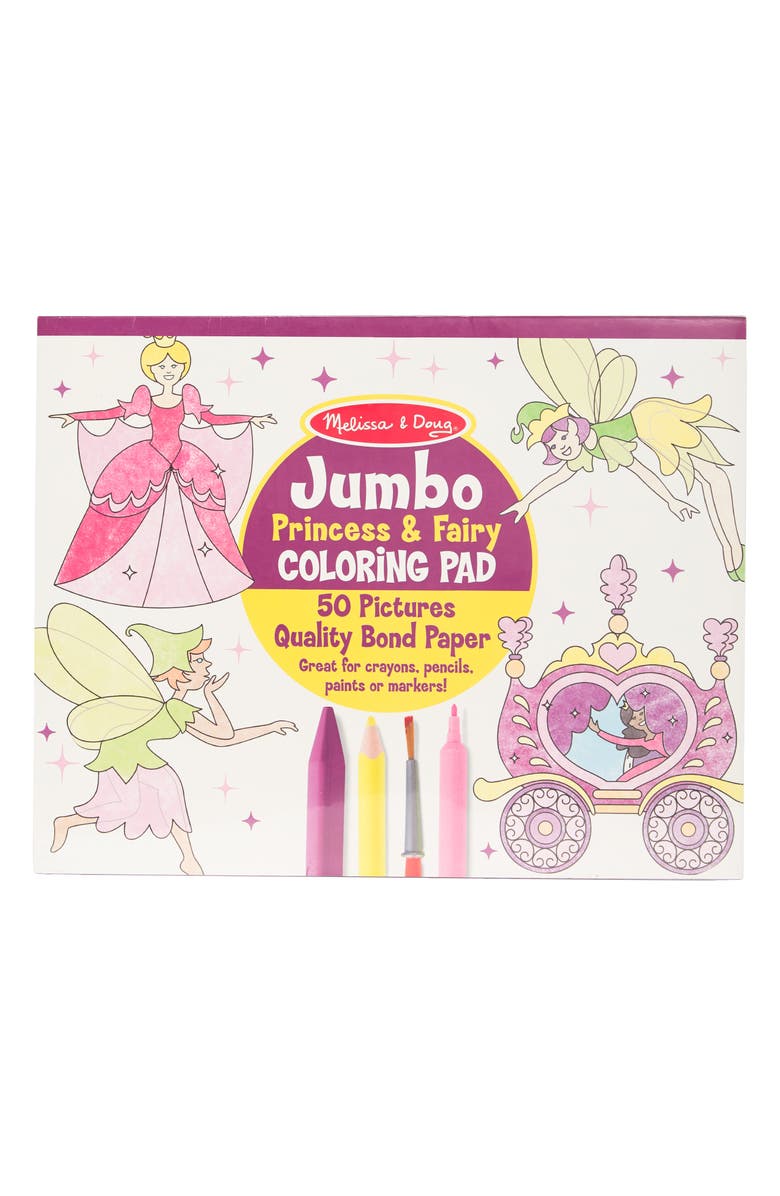 Melissa & Doug Jumbo Princess & Fairy Coloring Pad Activity Book ...