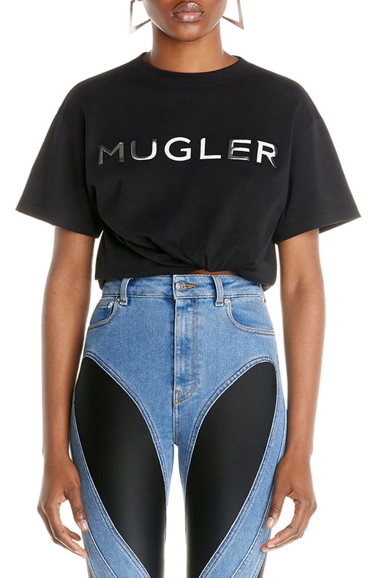 MUGLER Chrome Organic Cotton Logo Tee | Nordstrom