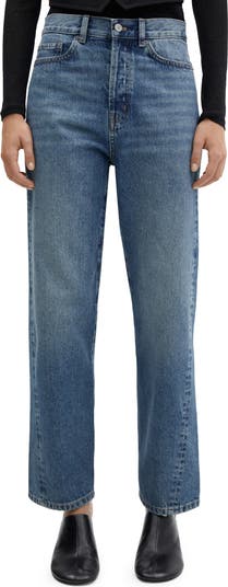 MANGO Forward Seam High Waist Straight Leg Jeans | Nordstrom