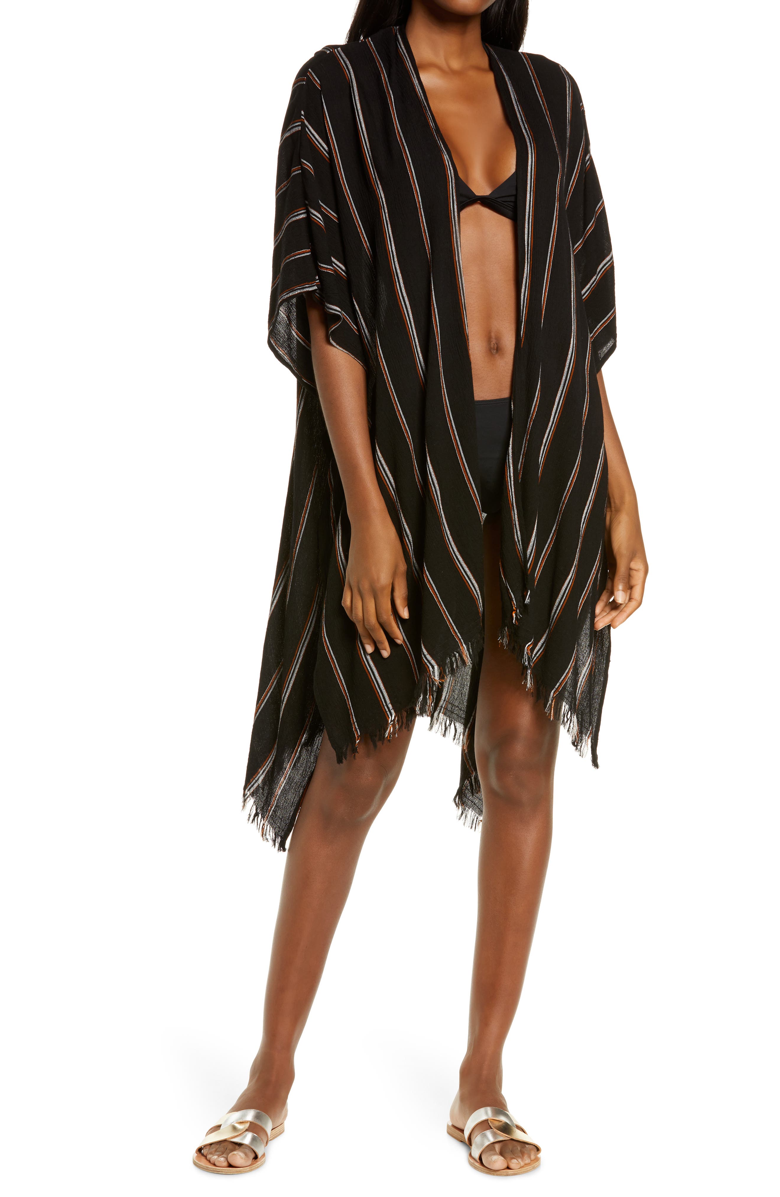 Elan Stripe Fringe Cover-Up | Nordstromrack