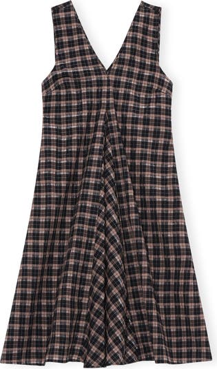 Ganni Check Seersucker A-Line Dress | Nordstromrack