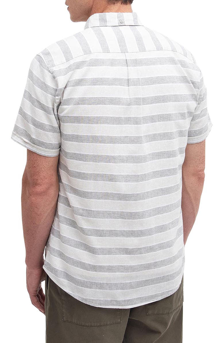 Barbour Somerby Tailored Fit Stripe Short Sleeve Linen & Cotton Button ...