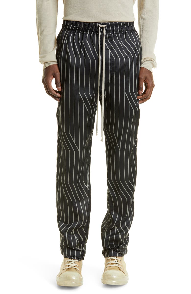 Rick Owens Stripe Drawstring Cupro Pants | Nordstrom