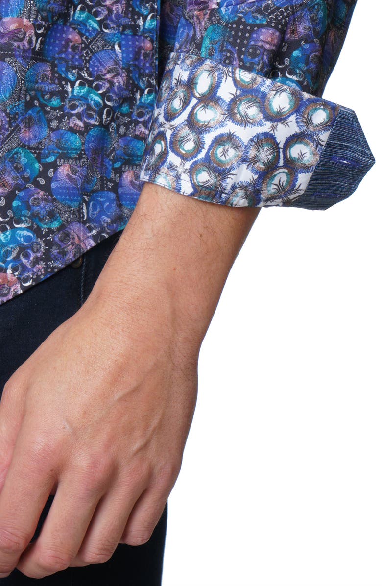 Robert Graham Skull Paisley Bandana Print Cotton Button-Up Shirt ...