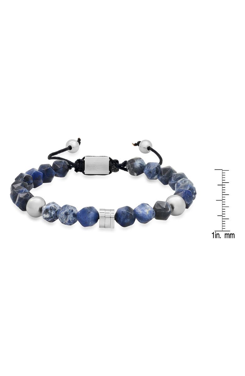 HMY JEWELRY Men's Stainless Steel Fancy Cut Blue Lapis Stone Beaded ...