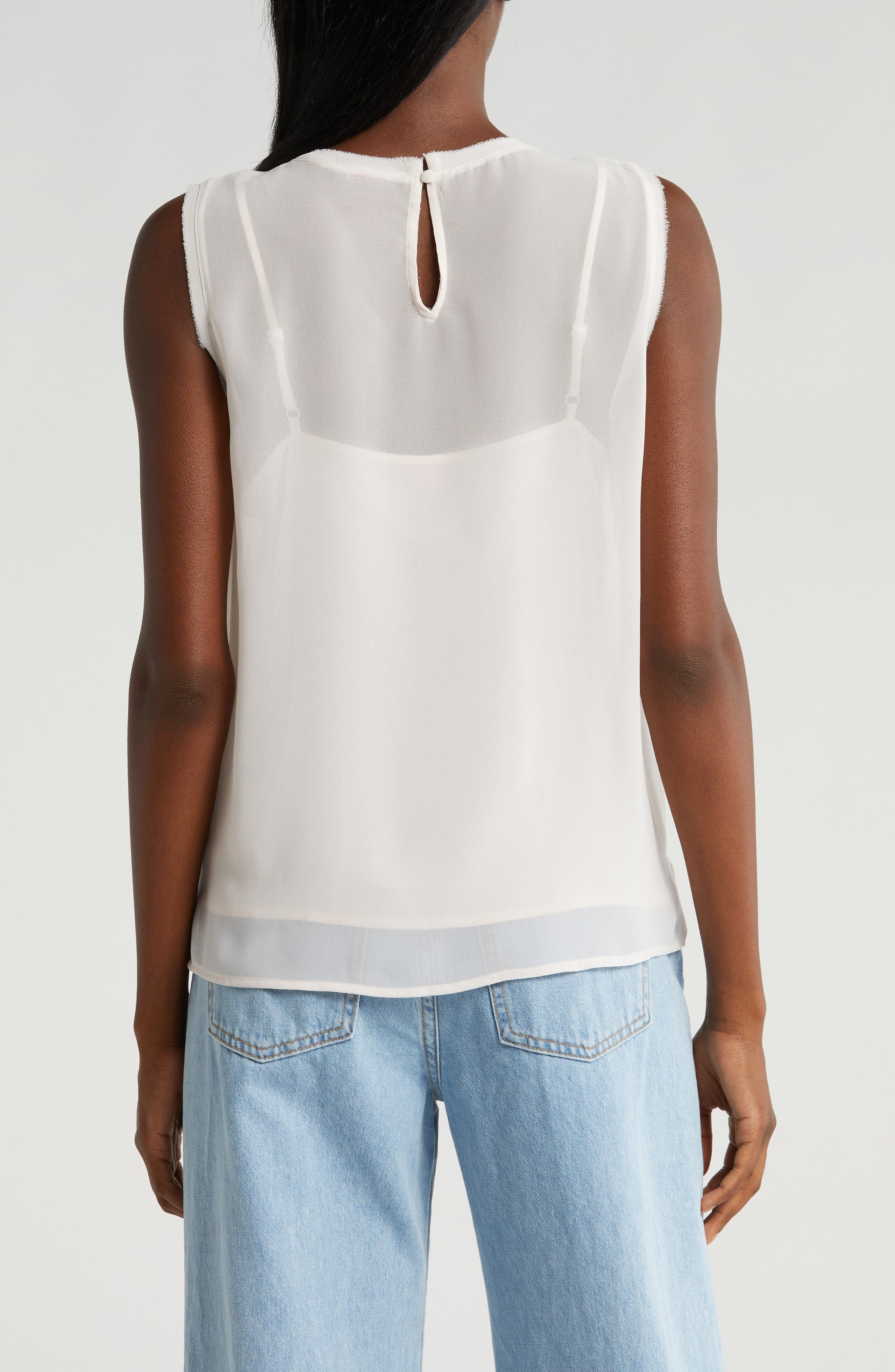 Vince Camuto Raw Edge Sleeveless Chiffon Shell (Women) | Nordstromrack