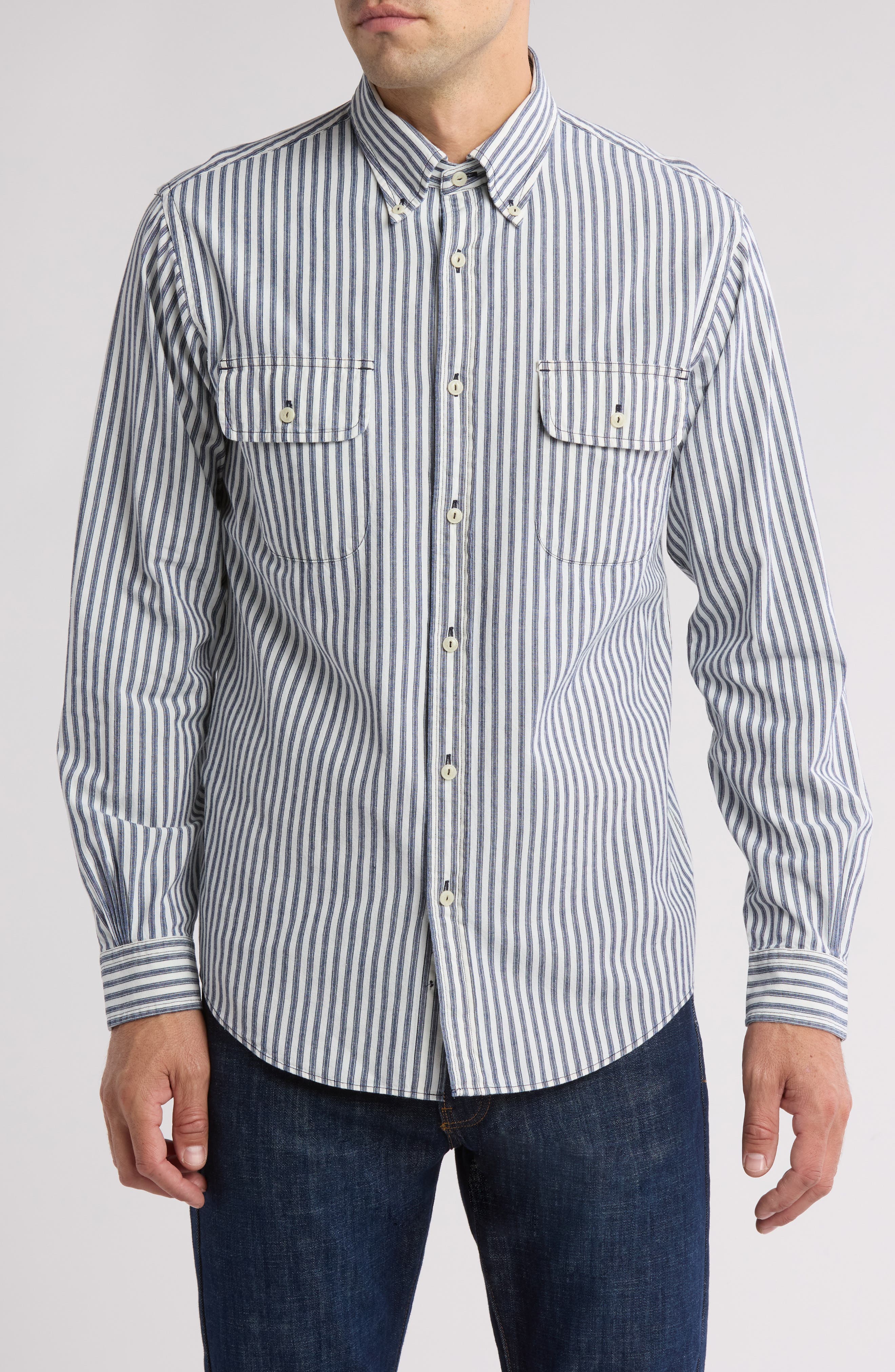 Brooks Brothers Yarn Dye Stripe Long Sleeve Button-Down Shirt ...
