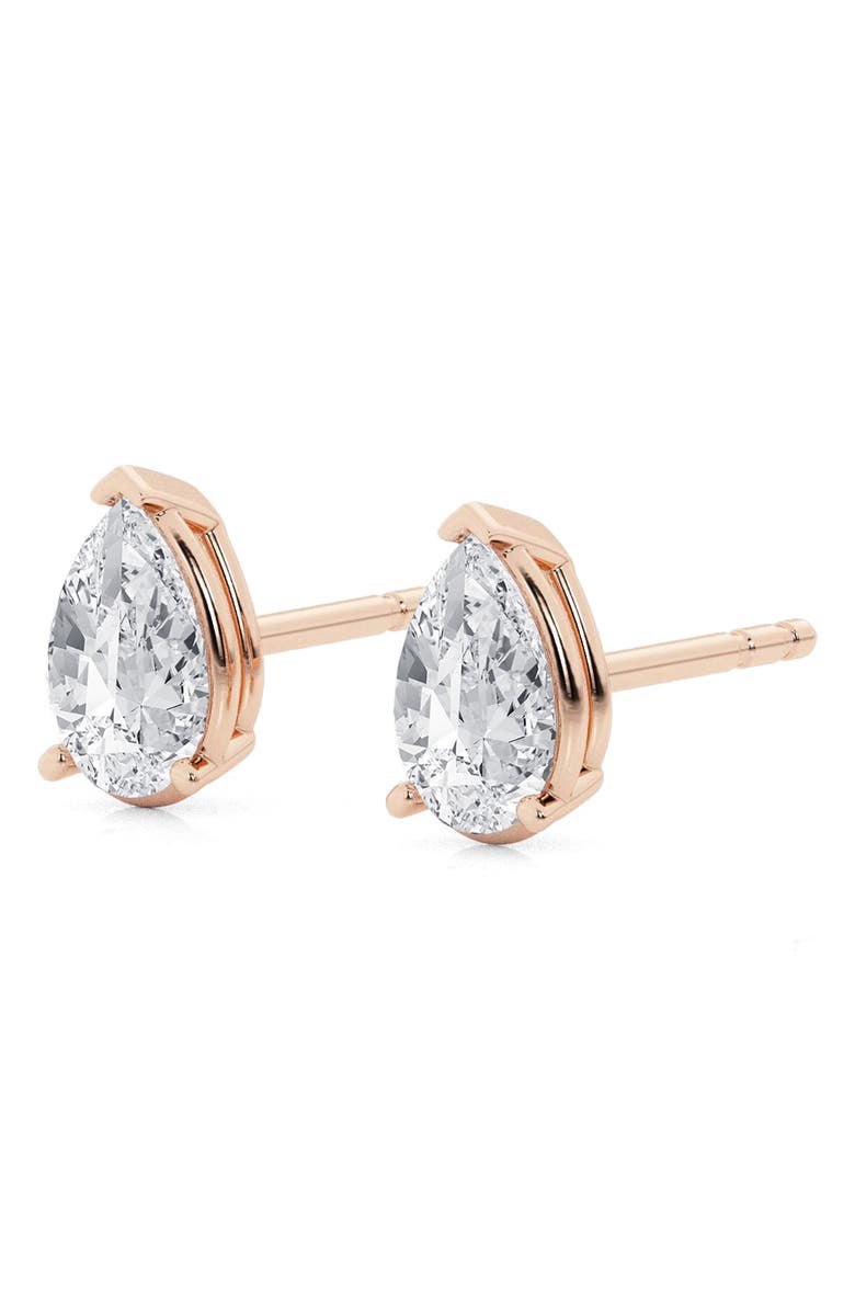 Badgley Mischka Collection 14K Rose Gold Near Colorless Lab Grown Pear ...