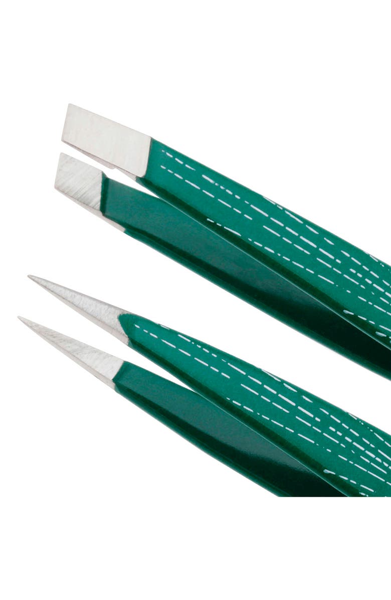 TWEEZERMAN Emerald Shimmer Micro Mini Slant & Point Tweezer Set ...
