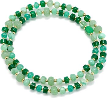 Panacea Set of 2 Green Beaded Stretch Bracelets | Nordstromrack