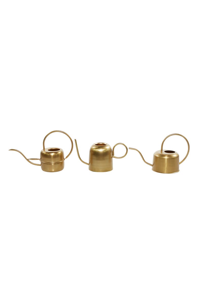 WILLOW ROW Goldtone Metal Indoor/Outdoor Watering Can Planter - Set of ...