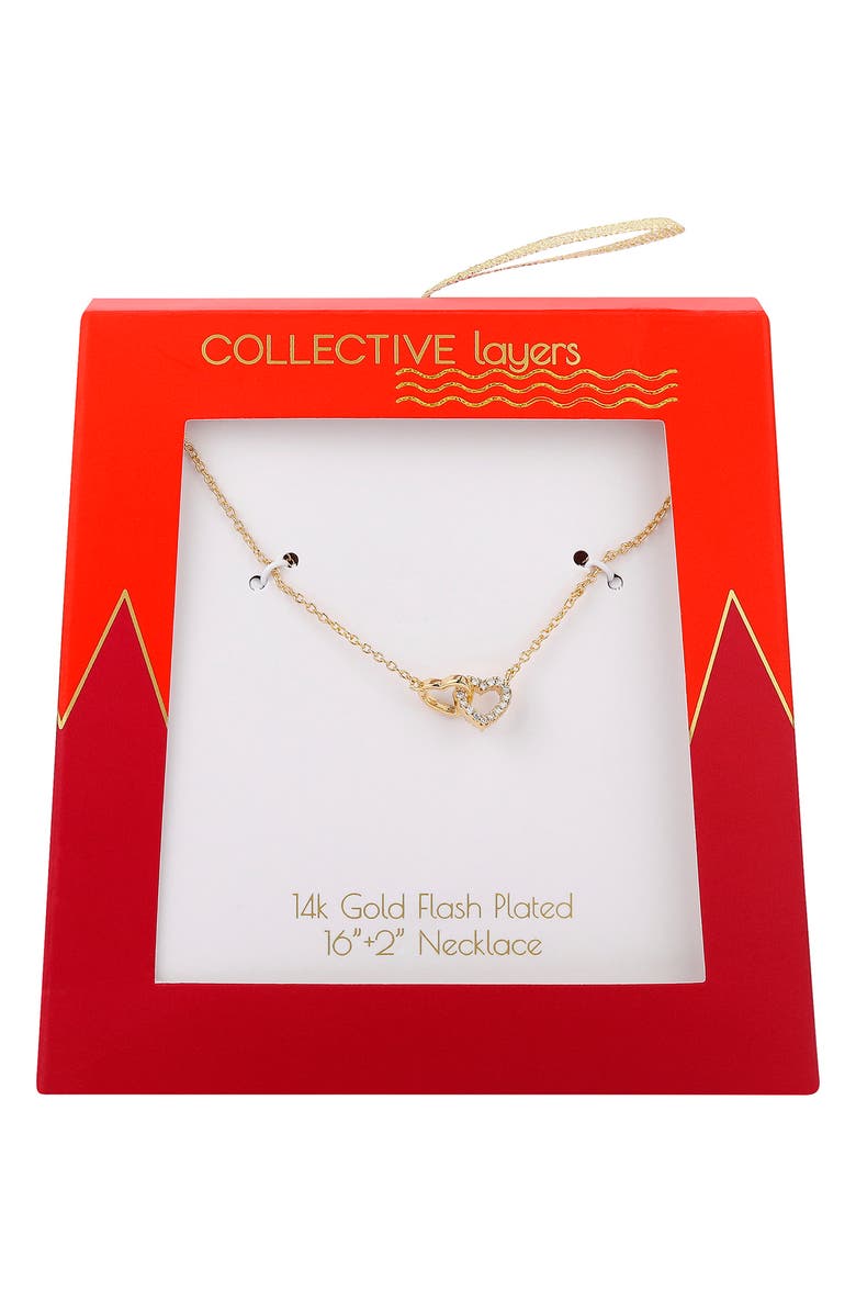 LA ROCKS Pavé CZ Interlocking Hearts Pendant Necklace | Nordstromrack