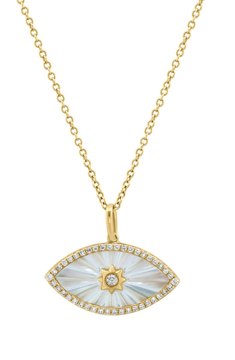EFFY Mother-of-Pearl & Diamond Evil Eye Pendant Necklace - 0.19ct ...